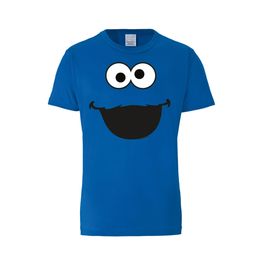logoshirt T-Shirt 'Sesamstra&szlig;e - Kr&uuml;melmonster' Damen Gr&ouml;&szlig;e L royalblau / schwarz / wei&szlig;