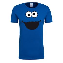 logoshirt T-Shirt 'Cookie Monster &ndash; Face' Damen Gr&ouml;&szlig;e M blau / mischfarben