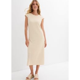 bonprix Midikleid in Strickoptik, beige, Viskose