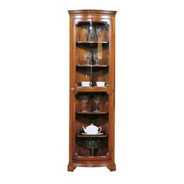 Pharao24.de Eck-Vitrine Nussbaum Furnier in italienischem Design 201 cm hoch