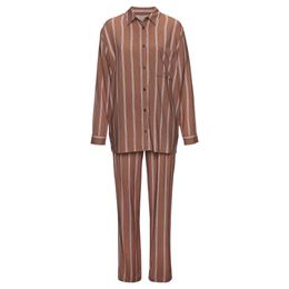 Lascana Pyjama Damen Gr&ouml;&szlig;e XXS/XS braun / aubergine / hellpink / wei&szlig; Winterkleid