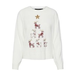 V&eacute;ro Moda Vero Moda Pullover 'VMORNAMENTS/PYRAMIDE' Damen Gr&ouml;&szlig;e L braun / grau / wei&szlig;