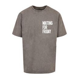 Mister Tee T-Shirt 'Waiting For Friday' Herren Gr&ouml;&szlig;e S grey denim / wei&szlig;