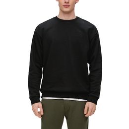 Sweatshirt QS, Herren, Gr. M, schwarz, Sweatware, Obermaterial: 60% Baumwolle, 40% Polyester, unifarben, regular fit normal, Rundhals, Rippb&uuml;ndchen, Sweatshirts Sweatshirt, mit Logo Stickerei