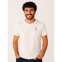 WOOOP Shirt "K Love Cur" in Creme - 60% | Gr&ouml;&szlig;e S | Herren-plussize