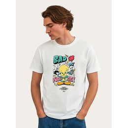 WOOOP Shirt "Loneley tunes Tweety 80th Bad" in Wei&szlig; - 60% | Gr&ouml;&szlig;e S | Herren-plussize