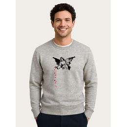 WOOOP Sweatshirt "Banksy Angel Hearts" in Grau - 52% | Gr&ouml;&szlig;e S | Herren-plussize