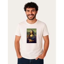 WOOOP Shirt "Mona Lisa Tennis" in Wei&szlig; - 60% | Gr&ouml;&szlig;e M | Herren-plussize