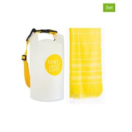Towel to Go 2tlg. Set: Hamamtuch in Wei&szlig;/ Gelb - 22% | Badtextilien