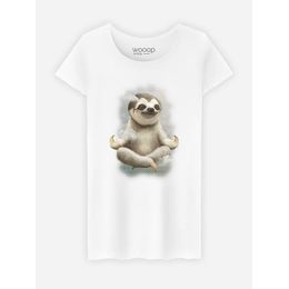 WOOOP Shirt "Medidate Sloth" in Wei&szlig; - 54% | Gr&ouml;&szlig;e XL | Damen-tops