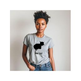 WOOOP Shirt "Ink cat" in Grau - 62% | Gr&ouml;&szlig;e M | Damen-tops
