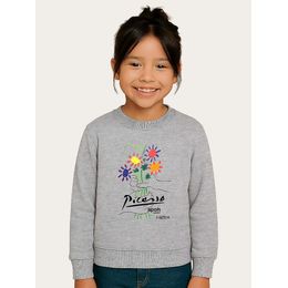 WOOOP Sweatshirt "Picasso Flowers" in Grau - 57% | Gr&ouml;&szlig;e 116 | Kinder-sweatshirts-jacken