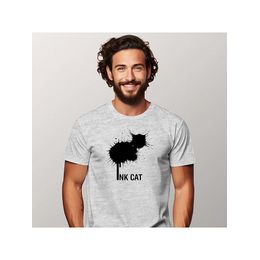 WOOOP Shirt "Ink cat" in Grau - 57% | Gr&ouml;&szlig;e M | Herren-plussize