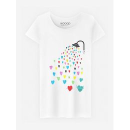 WOOOP Shirt "Love Shower" in Wei&szlig; - 60% | Gr&ouml;&szlig;e M | Damen-tops