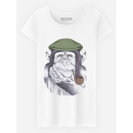 WOOOP Shirt "Wise Mr. Chimp" in Wei&szlig; - 60% | Gr&ouml;&szlig;e S | Damen-tops