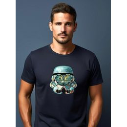 WOOOP Shirt "Trooper Cat" in Dunkelblau - 54% | Gr&ouml;&szlig;e M | Herren-plussize