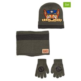 Disney Paw Patrol 3tlg. Set: M&uuml;tze, Handschuhe & Schal "Paw Patrol" in Khaki - 45% | Gr&ouml;&szlig;e 52 cm | Kindermuetzen