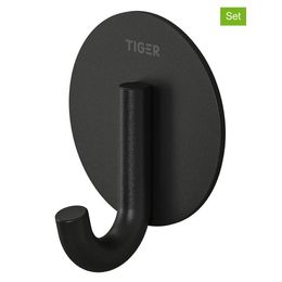 Tiger 2er-Set: Handtuchhaken "Classic" in Schwarz - &Oslash; 4,5 cm - 39% | Badezimmer-accessoires