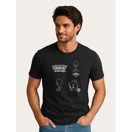WOOOP Shirt "Looney Tunes Tweety 80th Outline" in Schwarz - 60% | Gr&ouml;&szlig;e XL | Herren-plussize