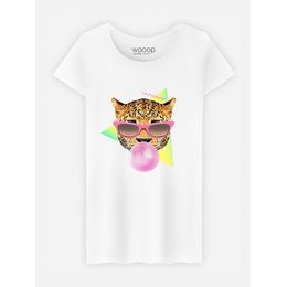 WOOOP Shirt "Bubble Gum Leo" in Wei&szlig; - 60% | Gr&ouml;&szlig;e XL | Damen-tops