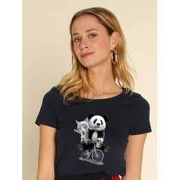 WOOOP Shirt "Panda Bicycle" in Dunkelblau - 57% | Gr&ouml;&szlig;e M | Damen-tops