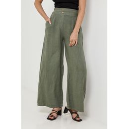 Rodier Lin Leinen-Marlenehose in Khaki - 67% | Gr&ouml;&szlig;e M/L | Damenhosen