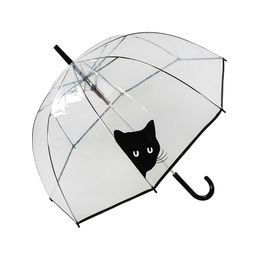 Susino Stockschirm "Peeking Cat" in Transparent/ Schwarz - &Oslash; 84 cm - 61% | Damen-regenschirme