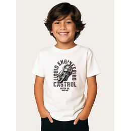 WOOOP Shirt "Castrol Retro Motorbike" in Wei&szlig; - 55% | Gr&ouml;&szlig;e 104 | Kinder-oberteile