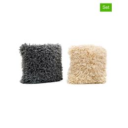 SiL Interiors 2er-Set: Kissen "Fluffy" in Beige/ Grau - (L)45 x (B)45 cm - 48% | Dekokissen