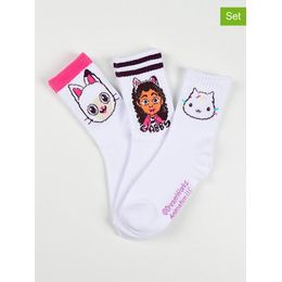Gabby's Dollhouse 3er-Set: Socken "Gabby's Dollhouse" in Wei&szlig;/ Bunt - 31% | Gr&ouml;&szlig;e 23-26 | Babysocken-strumpfhosen
