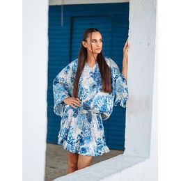Isla Bonita by SIGRIS Kleid in Wei&szlig;/ Blau - 36% | Gr&ouml;&szlig;e L | Damen-kleider