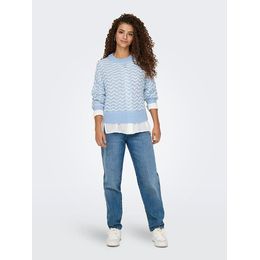 Jacqueline de Yong JDY Pullover "Rita" in Hellblau/ Wei&szlig; - 63% | Gr&ouml;&szlig;e L | Damen-pullover-cardigans