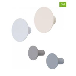 Blomus 4er-Set: Wandhaken "Ponto" in Creme/ Wei&szlig;/ Grau - 43% | Garderoben