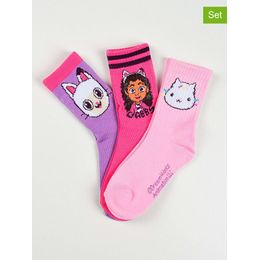 Gabby's Dollhouse 3er-Set: Socken "Gabby's Dollhouse" in Lila/ Pink/ Rosa - 31% | Gr&ouml;&szlig;e 31-34 | Babysocken-strumpfhosen