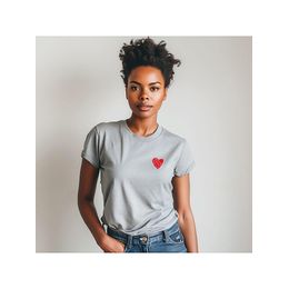 WOOOP Shirt "Little Heart" in Grau - 57% | Gr&ouml;&szlig;e XL | Damen-tops