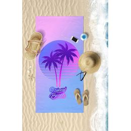 Samimi Strandtuch "Miami Beach" in Hellblau/ Lila - (L)150 x (B)75 cm - 33% | Badtextilien