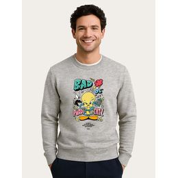 WOOOP Sweatshirt "Loneley tunes Tweety 80th Bad" in Grau - 56% | Gr&ouml;&szlig;e S | Herren-plussize