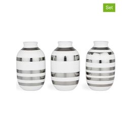 K&Auml;HLER DESIGN K&auml;hler 3er-Set: Vasen "Omaggio" in Wei&szlig;/ Silber - (H)8 cm - 25% | Kerzen-vasen