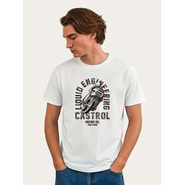 WOOOP Shirt "Castrol Retro Motorbike" in Wei&szlig; - 57% | Gr&ouml;&szlig;e M | Herren-plussize
