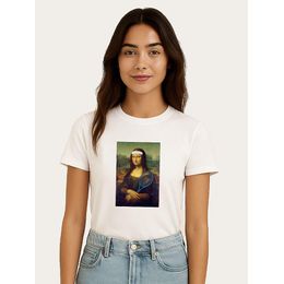 WOOOP Shirt "Mona Lisa Tennis" in Wei&szlig; - 54% | Gr&ouml;&szlig;e M | Damen-tops