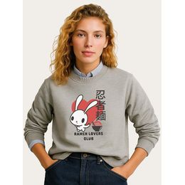 WOOOP Sweatshirt "Torc Ramen Lovers Club Bunny" in Grau - 58% | Gr&ouml;&szlig;e L | Damen-sweatshirts-jacken