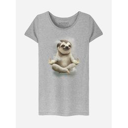 WOOOP Shirt "Sloth Meditate" in Grau - 60% | Gr&ouml;&szlig;e M | Damen-tops