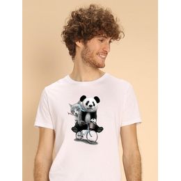 WOOOP Shirt "Panda Bicycle" in Wei&szlig; - 54% | Gr&ouml;&szlig;e XXL | Herren-plussize