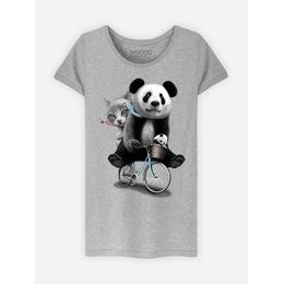 WOOOP Shirt "Panda Bicycle" in Grau - 60% | Gr&ouml;&szlig;e XXL | Damen-tops
