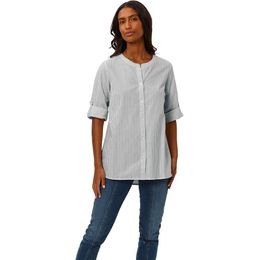 Heine Bluse in Grau/ Wei&szlig; - 60% | Gr&ouml;&szlig;e 44 | Damen-blusen