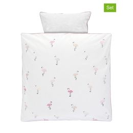 Alvi Bettw&auml;sche-Set "Flamingo" f&uuml;r Pendelwiege in Wei&szlig; - 54% | Gr&ouml;&szlig;e 80x80 cm | Baby-bettwaesche
