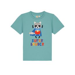 watabout.kids T-Shirt 'Superbruder' Jungen Gr&ouml;&szlig;e 122/128 blau / t&uuml;rkis / grau / rot