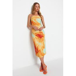 Trendyol Kleid in Orange/ Mint - 57% | Gr&ouml;&szlig;e L | Damen-kleider