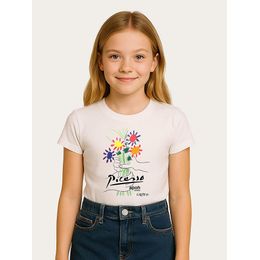 WOOOP Shirt "Picasso Flowers" in Wei&szlig; - 64% | Gr&ouml;&szlig;e 116 | Kinder-oberteile