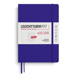 LEUCHTTURM1917 Wochenkalender & Notizbuch in Dunkelblau - A5, ENG - 30% | Buero-schulbedarf